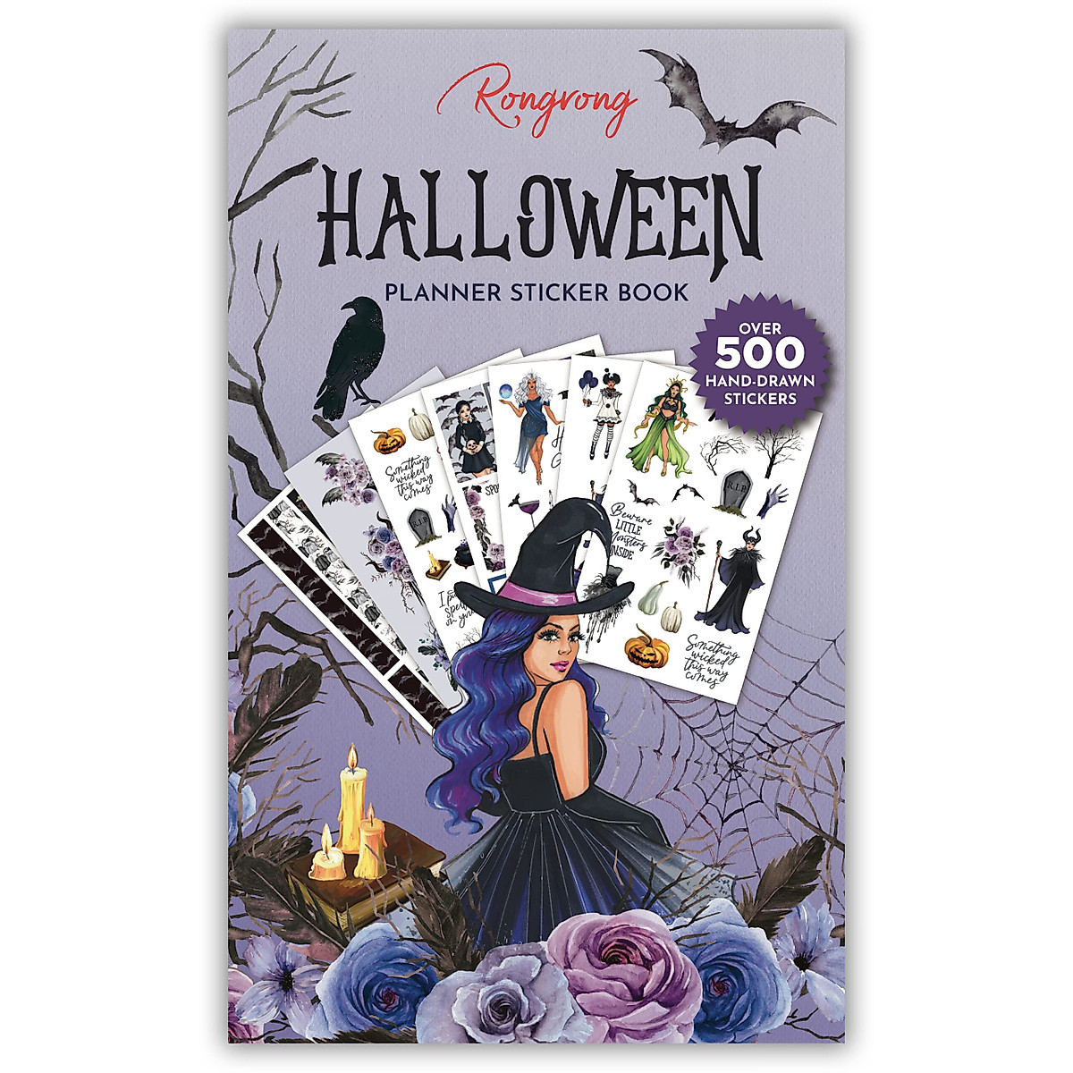 Rongrong Halloween Theme Sticker Book for Planners, Calendars, Journals and Projects – Premium Quality Hand Drawn Perfect for Adding Hocus Pocus to your schedule – Scrapbook Accessories – 24 Sheets