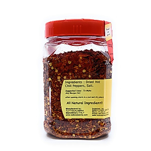 TUTTOCALABRIA Calabrian Crushed Chili Dry Pepper Flakes, Large Shaker, Product of Italy, 250 gm (8.81 oz) All Natural, Non-GMO, Product of Italy