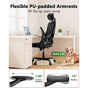 Kensaker Home Office Chair, High Back Ergonomic Desk Chair with 3D Armrests, Lumbar Support, Mesh Computer Chair with Adjustable Headrest, for Home, Office, Work, Student