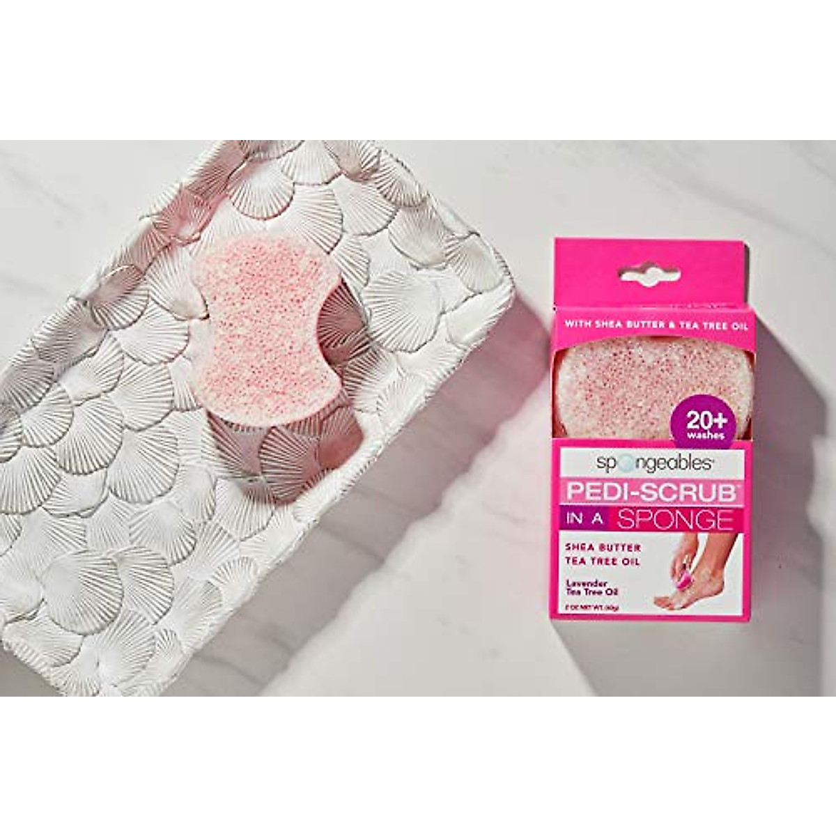 Spongables Pedi Scrub Foot Exfoliating 20+ Wash Sponge, Lavender, 1 Count