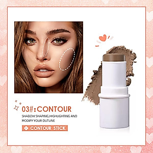 Yeweian Contour Stick, Face Concealer Stick, Bronzer Facial Repair 3D Wonder Stick Face Body Shading Stick Foundation Cream (03 Contour Stick)