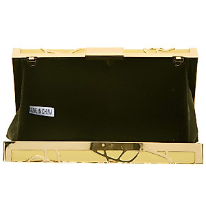 Fawziya Evening Purse Satin Geometric Metal Hollow Oversized Clutch Bags For Women Clutchess-Gold