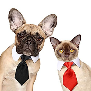 7 Pieces Adjustable Pets Bow Tie Striped Dog Pet Formal Tuxedo Costume Necktie Collar Puppy Grooming Ties for Small Dogs and Cats, S Size (Cute Pattern) (Chic Pattern)