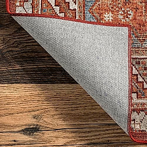 nuLOOM 5' x 8' SpinClean Machine Washable Stain-Resistant Area Rug Low Profile for Living Room, Bedroom, and Dining Room, Ashen Rust