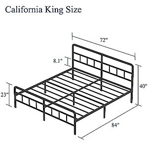 Richwanone 14 inch California King Bed Frames with Headboard and Footboard, Heavy Duty Metal Platform with Steel Slat Support, No Box Spring Needed, Easy Assembly, Black