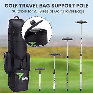 ToVii Golf Travel Bag Support Pole, Telescopic Golf Travel Bag Support System Aluminum Alloy Golf Support Rod and Hexagon Anti-Impact Support Top, Golf Club Travel Support Protection (Black)
