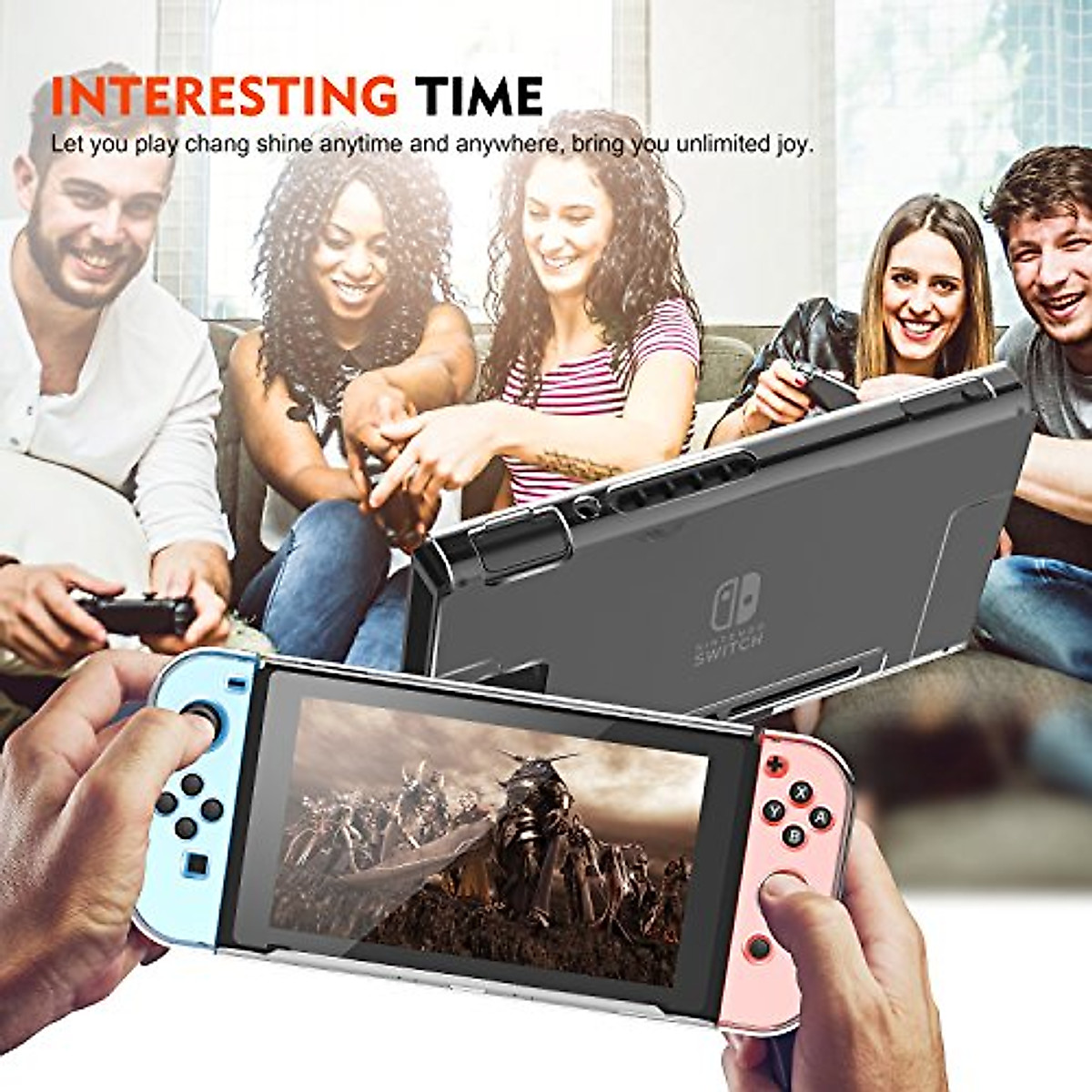 ZIIDII Dockable Switch Case for Nintendo, Nintendo Switch Games Protective Hard Carrying Clear Cover Case for Nintendo Switch Console Joy Con Controlle