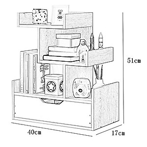 Drawer Bookshelf Magazine Rack Divide Partition Stratification Storage Rack Desktop Office Desk Home Dormitory 40X17X51CM MUMUJIN (Color : A)