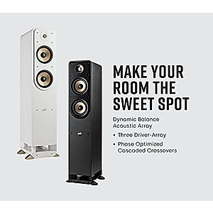 Polk Signature Elite ES50 Tower Speaker - Hi-Res Audio Certified, Dolby Atmos & DTS:X Compatible, 1" Tweeter & (2) 5.25" Woofers, Power Port Technology for Effortless Bass, Stunning Black