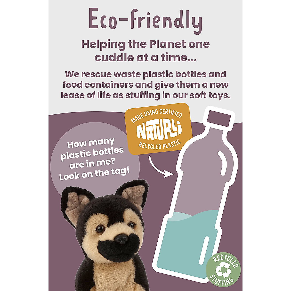 Living Nature German Sheperd Puppy Stuffed Animal | Fluffy Dog Animal | Soft Toy Gift for Kids | 6 inches