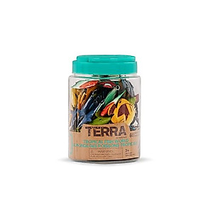 Terra by Battat – Toy Tropical Fish & Crabs – 60 Mini Figures in 12 Realistic Designs – Tropical Sea Animals in Storage Tube – Realistic Figurines for Sensory Bin – Tropical Fish World – 3 Years +