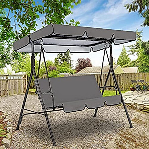 Waterproof Swing Canopy with Seat Cushion Cover 55.9"(L) x 47.2"(W), Outdoor UV Block Sun Shade Canopy of Swing Chair for Garden Park Balcony Backyard Swing Canopy Replacement Cover (Style-5)