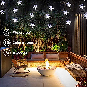 White 2-Pack 200 LED 40FT Star Solar String Lights Outdoor, Star Solar Lights Outdoor Decorative, 8 Modes Solar Powered Twinkle Fairy Lights Decoration for Ramadan, Garden, Party (Cool White)