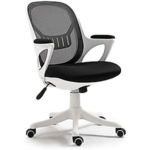 MayNuo Office Chair Gaming Chair Barber Comfy Computer Chair Adjustable Height Office Chair with Chrome Base Padded Swivel Chair/White Frame Black Net