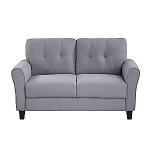 TARTOP Sofa 57.5" Modern Living Room Loveseat Linen Upholstered Couch Furniture for Home or Office,2-Seat,Light Grey-Blue