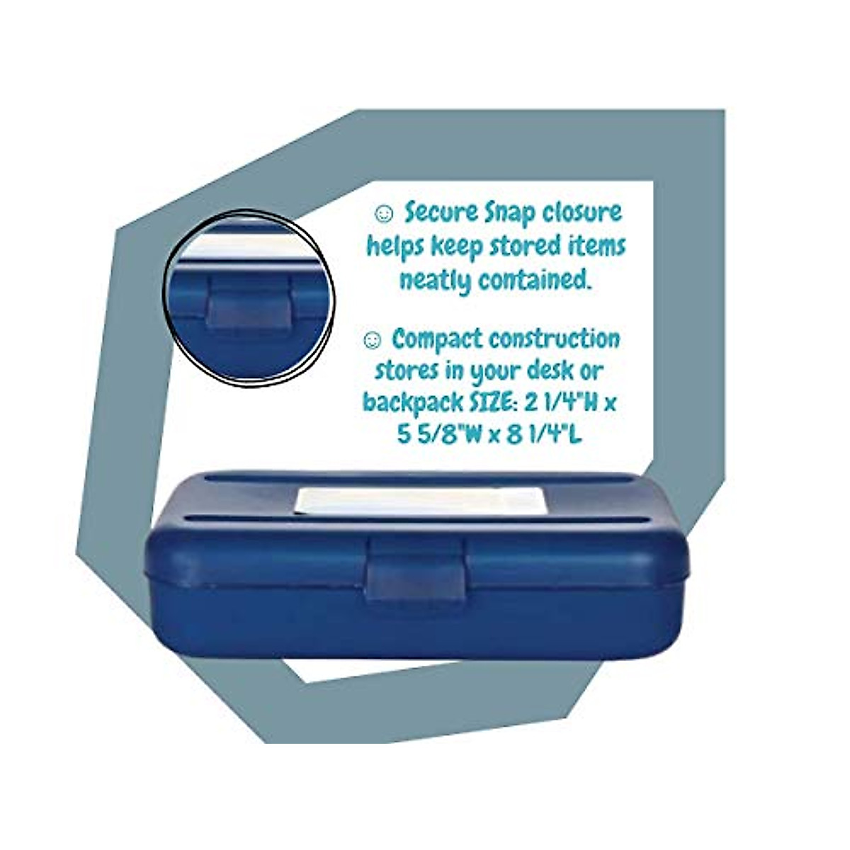 1InTheOffice Pencil Box, Translucent Blue, Plastic School Pencil Boxes, 4 Pack