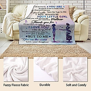 ARTHMOM Personalized Blanket Gifts for Mom Dad, Cozy Fleece Sofa Throw Blankets for Christmas Anniversary Valentines Birthday Day (to Mom from Daughter-Colorful, 60" x 50")