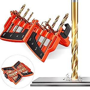 Luckyway 14-Piece Titanium Twist Drill Bit Set, 1/16"-1/4" HSS 4341 for Wood Plastic Aluminum Alloy Drilling