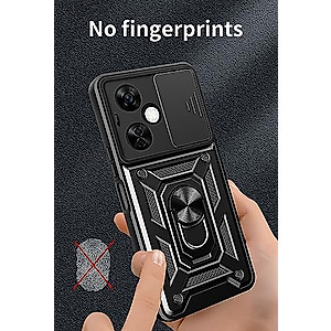 Jusy Case for Oneplus Nord N30 5G with 2 HD Screen Protector, Slide Camera Cover, Kickstand Ring, Magnetic Rugged Drop Protection Phone Cover for 1+ Nord N30 5G (Black)