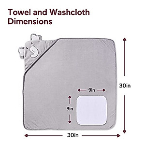 Momcozy Baby Hooded Towel, 8-Piece Baby Bath Towel for Boys or Girls, Baby Towel and Washcloth Set with Cute Design, Baby Shower Towel Gift for Newborns, Infants and Toddlers (Grey)