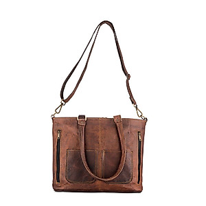 PARRYS LEATHER WORLD Vintage Genuine Leather Tote Bag for Women Shoulder Handbag, Casual Shoulder, Cross Body Bag Handbag, Multi Compartment