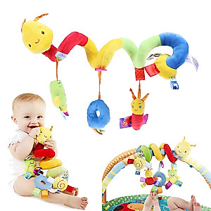 ifundom Car Seat Toys, Toys for Car Seat Crib Mobile Bed Around Rattle Bell Cartoon Insect Stroller Hanging Stuffed Wrap Spiral Safety Plush Toys for Crib Bed Stroller Car Seat Bar