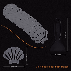 Secopad Non-Slip Bathtub Stickers, 24 PCS Shell Safety Bathroom Tubs Showers Treads Adhesive Decals Scraper (Gray)