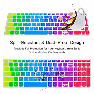 Keyboard Cover for 2020 2021 Lenovo Ideapad 3 15 15.6 17.3 Inch Laptop Keyboard Cover Skin (with Numeric Keypad), 2021 Lenovo Ideapad 3 15/ Ideapad 3 17.3 Accessories, Rainbow (US Layout)