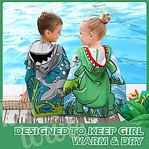 3 Pack Kids Hooded Towel 47 x 24 Inch Baby Beach Bath Towel for Girls Boys Thicker Toddler Swim Towels Ponchos with Hood Cotton Pool Bath Towels Poncho for 1-7 Years (Shark, Astronaut)