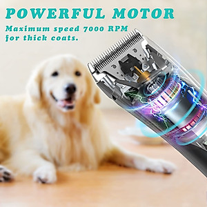 L&W BROS. Dog Clippers for Grooming with Heavy Duty Motor 2 Speeds Low Noise Trimmer Wireless Rechargeable Dog Shaver Professional Pet Grooming Kit for Dogs and Cats Thick Hair