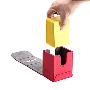 Zoopin Leather Deck Box - Red for Collectible Cards-MTG,Yugioh,Pokeman,TES Legacy,Munchkins CCG Decks and Also Small Tokens or Dice- Hold 80 Sleeved Cards or 150 Naked Cards …