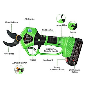 K KLEZHI Cordless Electric Pruning Shears Battery Powered Tree Branch Pruner Cut Capacity of 40mm / 1.58inches, 2 x 2 Ah Lithium Rechargeable Battery 6-8 Working Hours Green
