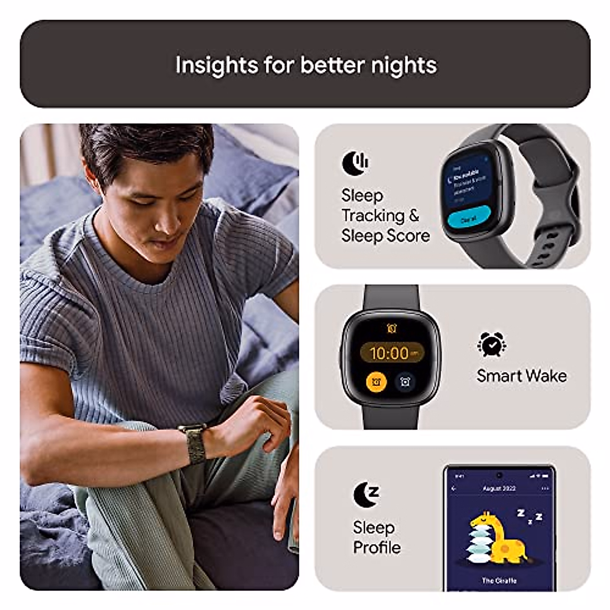 Fitbit Sense 2 Advanced Health and Fitness Smartwatch with Tools to Manage Stress and Sleep, ECG App, SpO2, 24/7 Heart Rate and GPS, Shadow Grey/Graphite, One Size (S & L Bands Included)