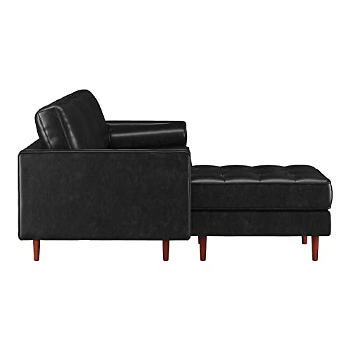 Inmod Ashton Reversible Vintage Leather Sectional, Vintage Black