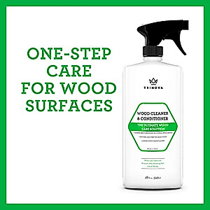 Trinova Wood Cleaner, Conditioner, Wax & Polish - Spray for Furniture & Cabinets - Removes Stains & Restores Shine - Wax & Oil Polisher - Works on Stained & Unfinished Surfaces - 18 fl oz