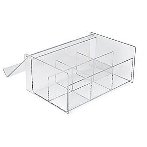 Stock Your Home Acrylic 6 Section Tea Bag Box (Clear) (8.5"L x 5.5"W x 3.5"H)