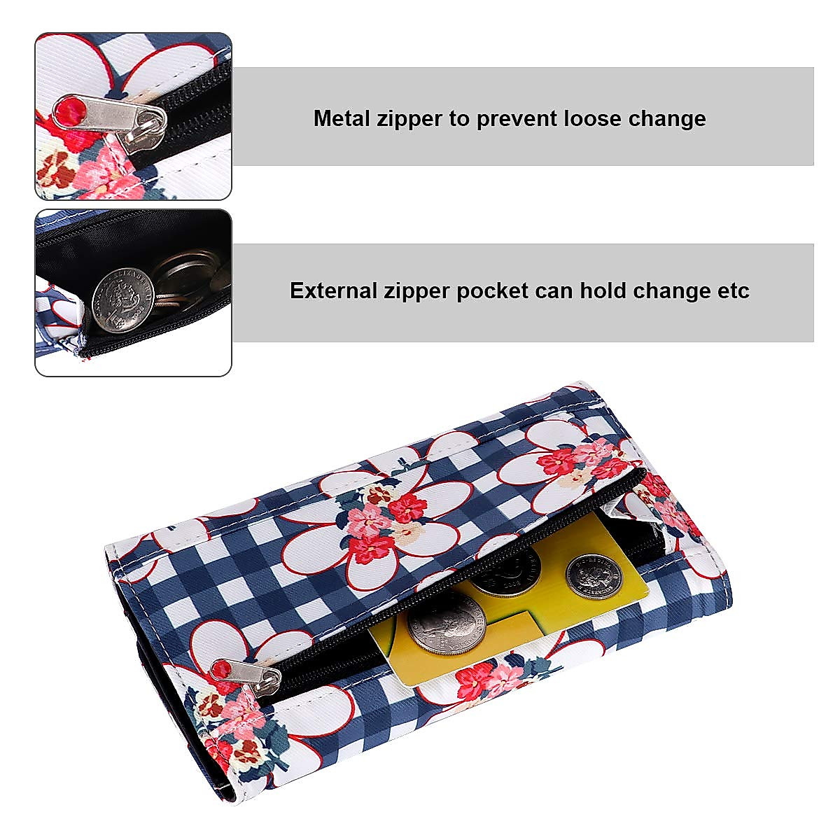 Kamo Women’s Printed Slim Long Wallet Purse Card Holder Organizer Envelope Wallets for women with 12 Card Slots