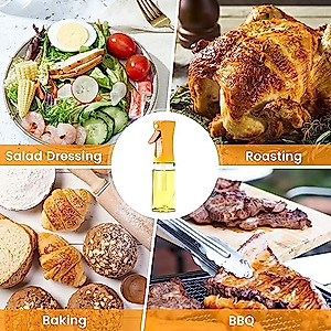 Oil Sprayer for Cooking, 220ml olive oil spray bottle, Oil mister spray for Air Fryer, Baking, Salad Dressings, Grilling (Glass Bottle, 220ml/7.4 oz) (Yellow)