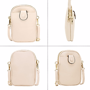 Sunwel Fashion Triple Pockets Lightweight Cell Phone Small Purse Travel Crossbody Bag with Zipper Phone Holder for Women Girls (white)