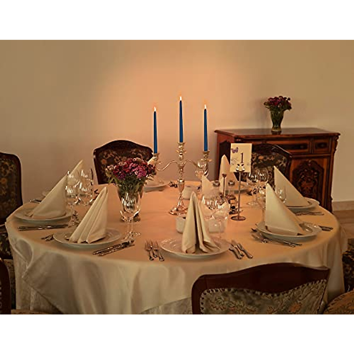 12 Pack Tall Taper Candles - 12 Inch Midnight Blue Dripless, Unscented Dinner Candle - Paraffin Wax with Cotton Wicks - 10 Hour Burn Time