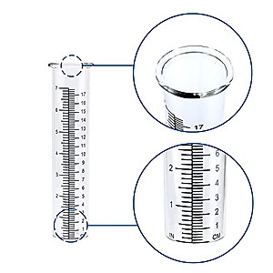 QMET 7" Capacity Rain Gauge Glass Replacement Tube for Yard Garden Outdoor Home