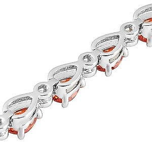 Shop LC Orange Cubic Zirconia Tennis Bracelet for Women Platinum Plated Size 7.25" Ct 6.5 Birthday Gifts for Women