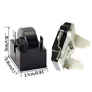 MEETOOT 1pcs QP-02-4.7 PTC Refrigerator Start Relay 3 Pin Coolers Compressor Starter 4.7 ohm with 1pcs Refrigerator Overload Protector 1/2HP