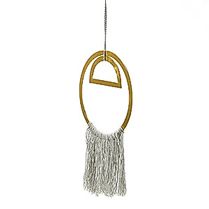 Main + Mesa Round Metal Wall Hanging with Tassel, Gold