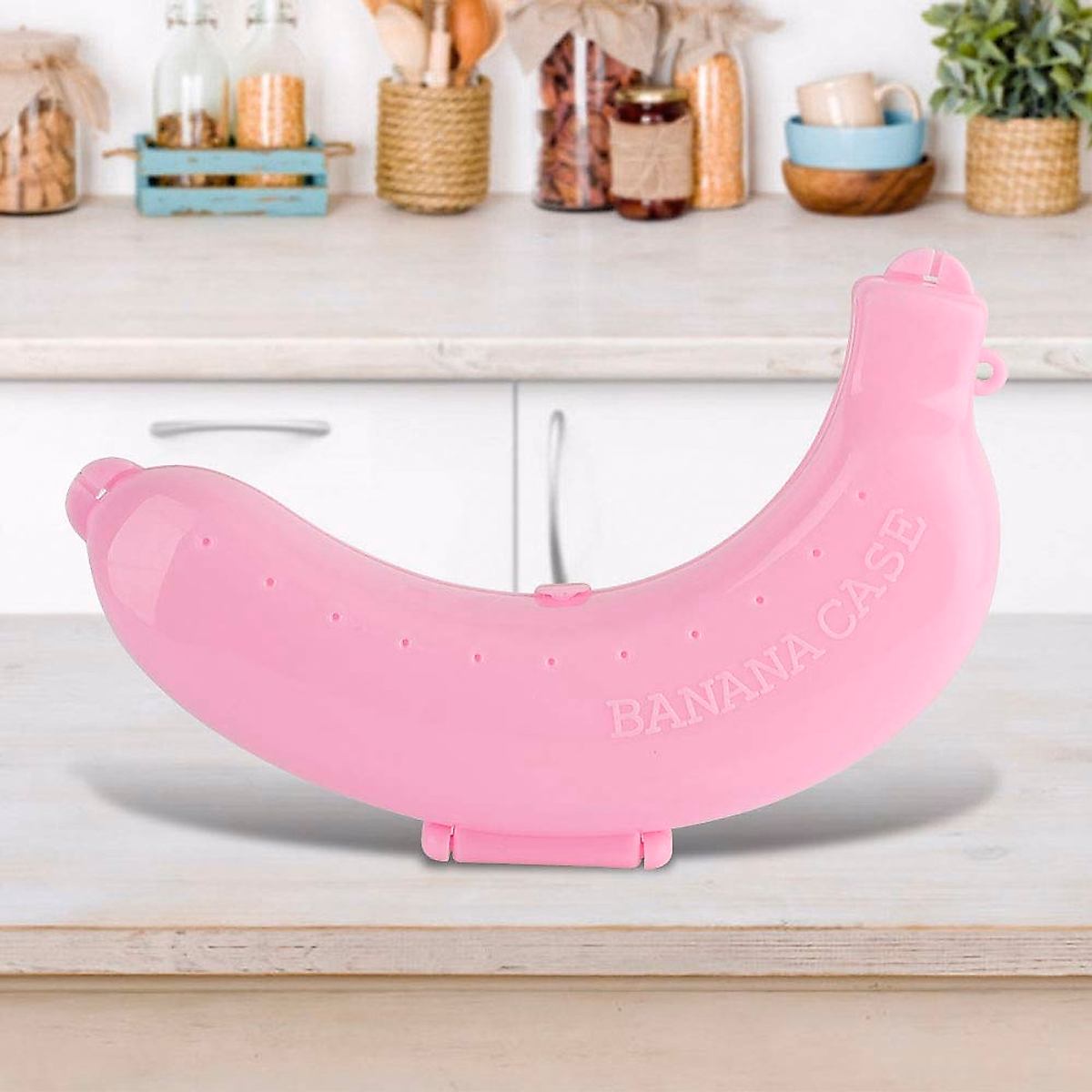 Tnfeeon Banana Keeper, Outdoor Travel Case Banana Protector Cute Carrier Storage Box Plastic Banana Protector Box Banana Case for Lunch Box Storage Covers for Fruits Freshness ()