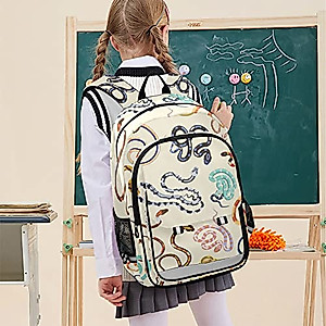 Glaphy Colorful Snakes Backpack Lightweight Laptop Backpack School Bag Student Travel Daypack with Reflective Stripes
