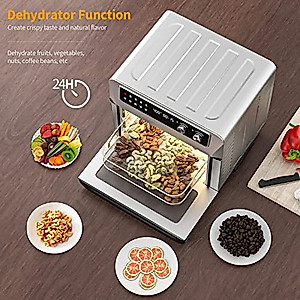 CHEFJOY 21 QT Air Fryer Toaster Oven Combo, 1800W Electric Digital Countertop Convection Oven w/ 360°Circulation, LCD Display, 8-in-1 Air Fryer, Toast, Thaw, Dehydrate, w/ 5 Accessories & Recipe