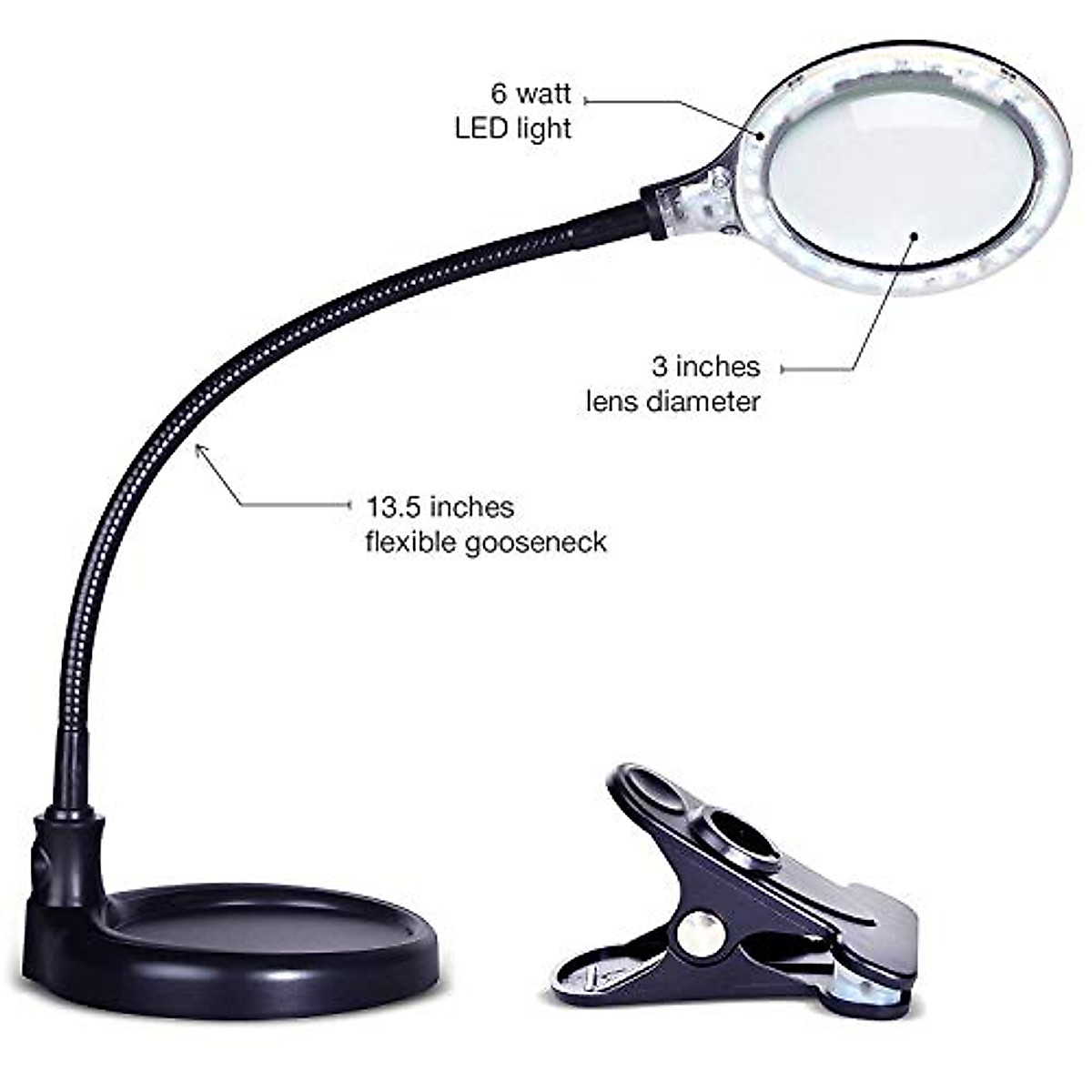 Brightech LightView Pro Flex 2 in 1 Magnifying Desk Lamp, 2.25 + Brightech Vista 3-in-1 Desk Lamp for Living Rooms, LED Floor Lamp, Tall Lamp with Remote Control, Work Light for Documents, Standing La