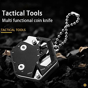 Keychain Screwdriver Multifunctional Hexagon Coin Outdoor EDC Tool Hexagon Folding Pocket Coin Gear Knife Pee Fold Coltello Mini