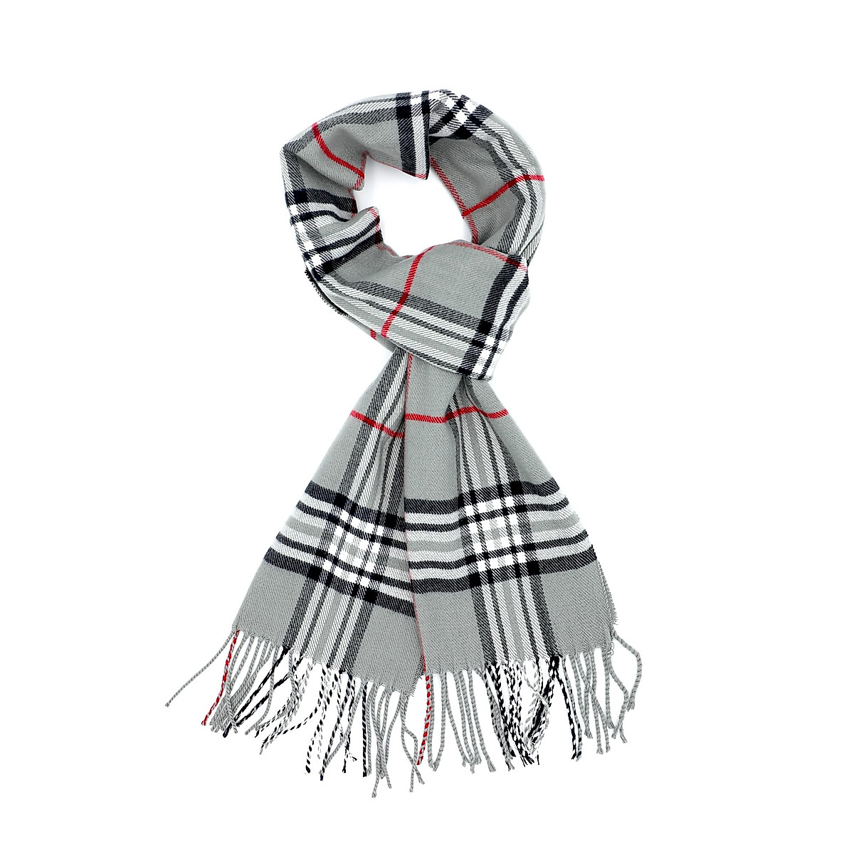 Achillea Classic Plaid Check Cashmere Feel Winter Scarf (Classic Grey Plaid)